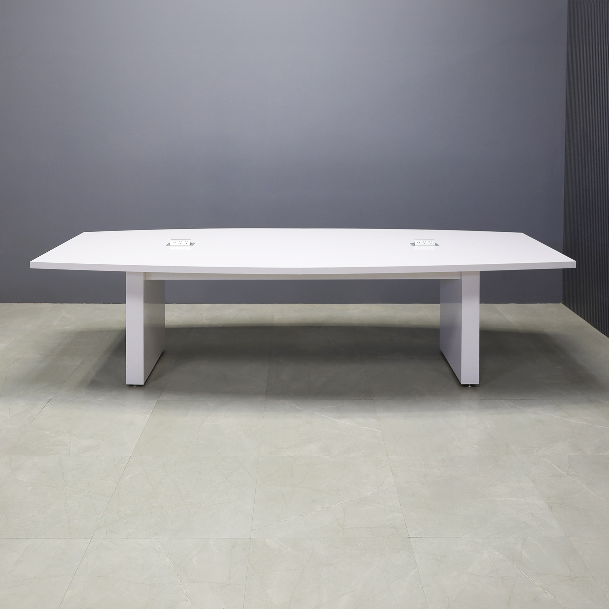 Newton Boat Shape Conference Table in White Gloss Laminate - 120 In ...