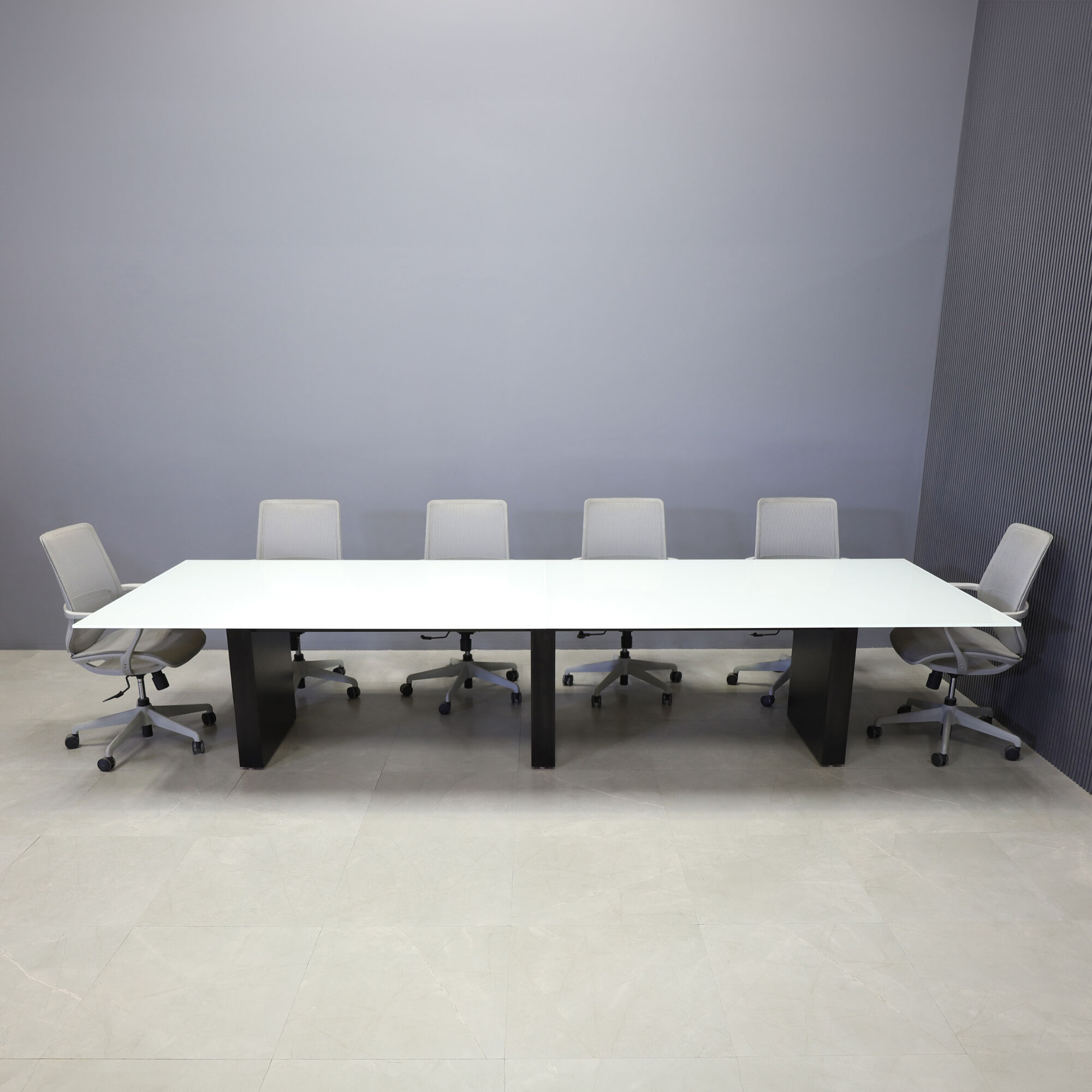 Omaha Rectangular Conference Table in White Tempered Glass Top - 144 In ...