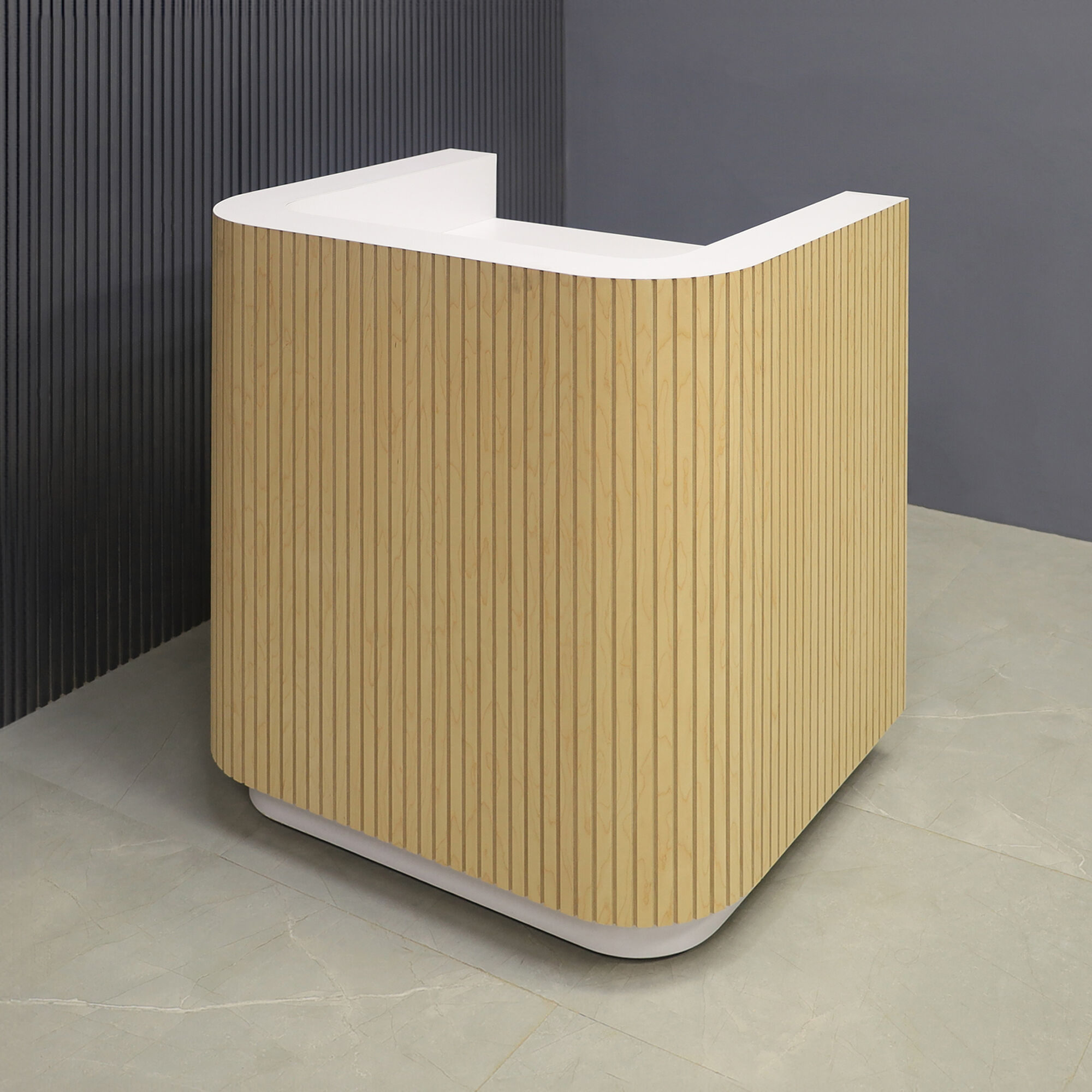 Nola Podium & Host Desk in Maple Tambour - 36 In. - Stock #182