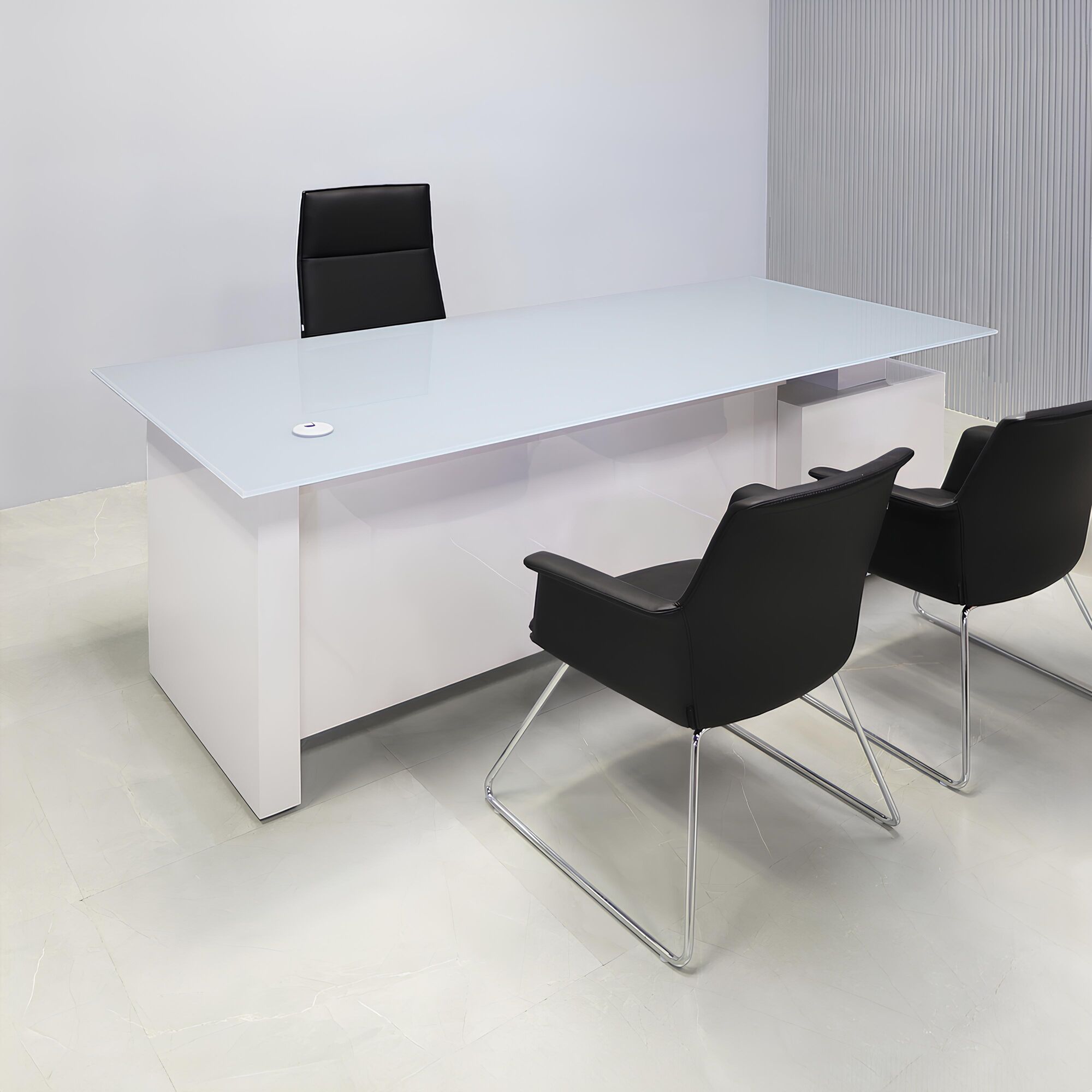 Avenue Straight Executive Desk With Tempered Glass Top