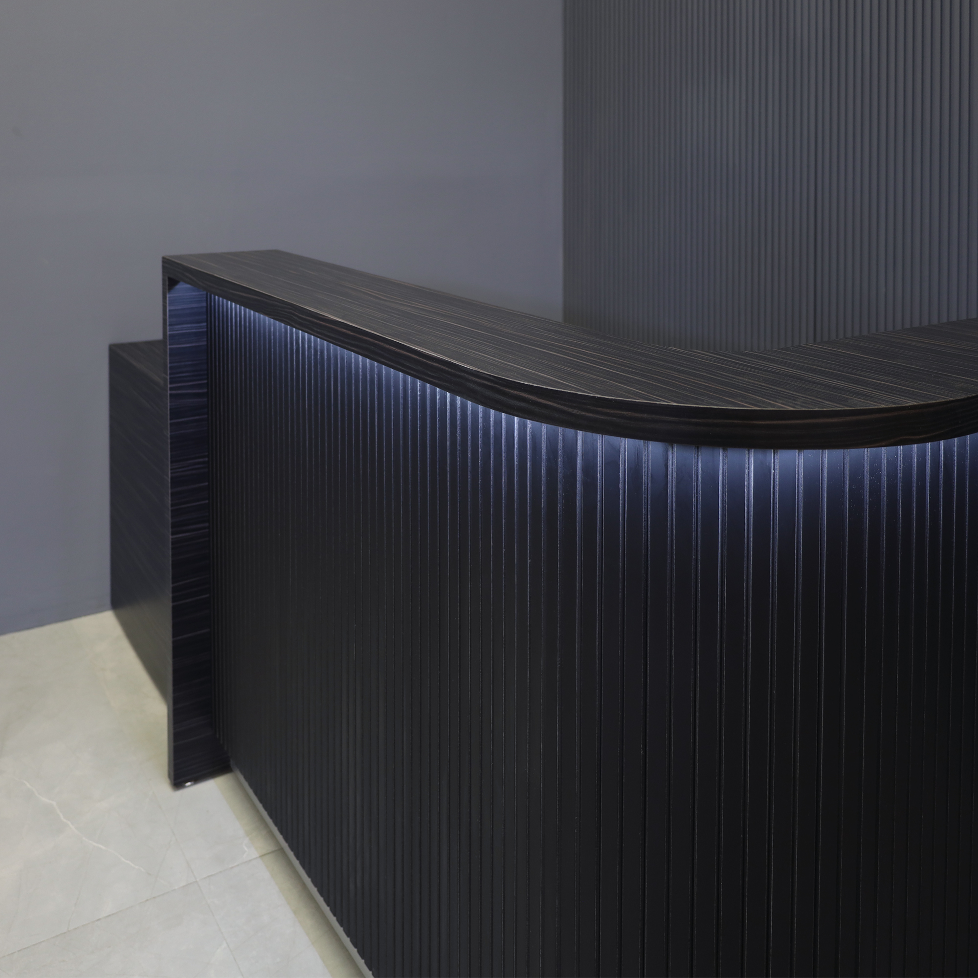 Austin ADA Reception Desk in Madagascar Matte Laminate - 96 In. - Stock ...
