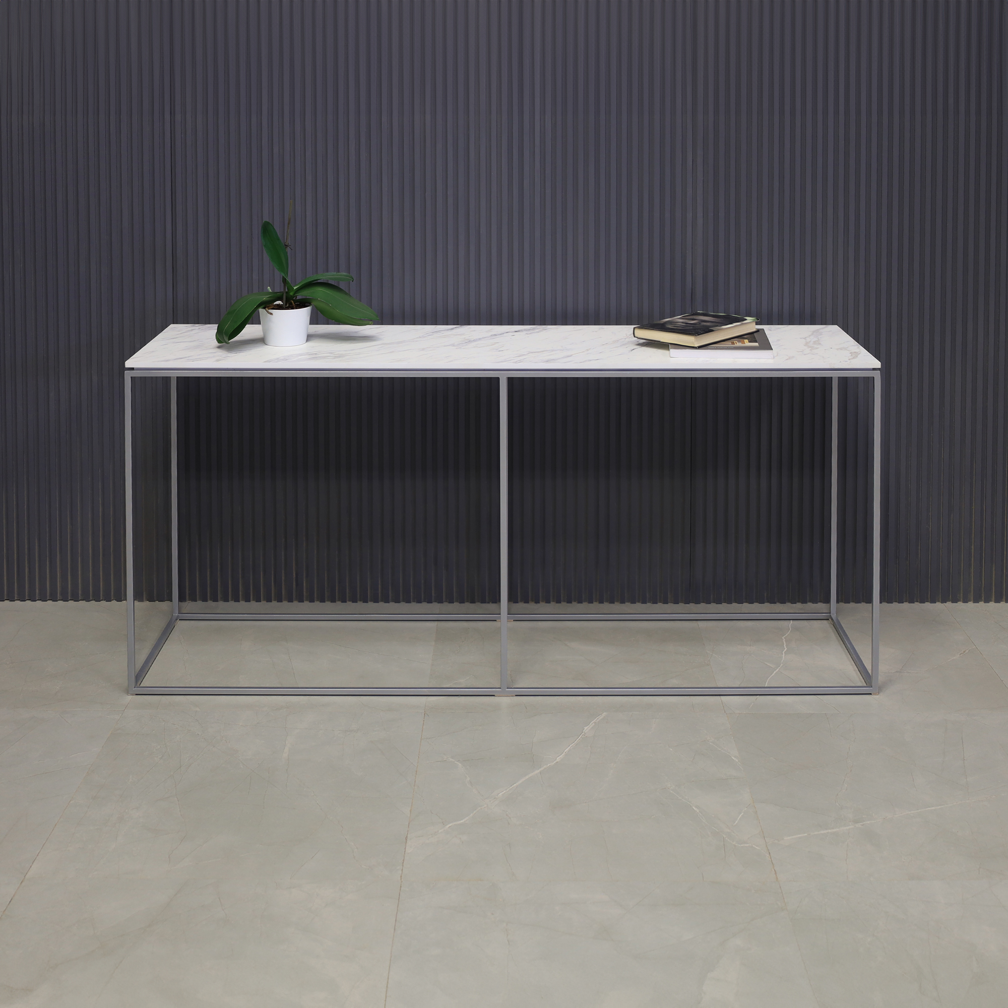 Aspen Console Table in Calcutta Blanc Engineered Surface Top - 60 In. - Stock #35
