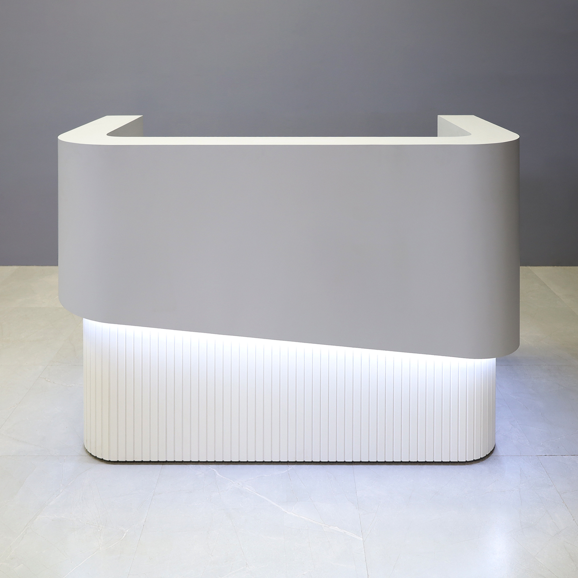 Nola Curved Reception Desk in Folkstone Gray Matte Laminate - 60 In ...