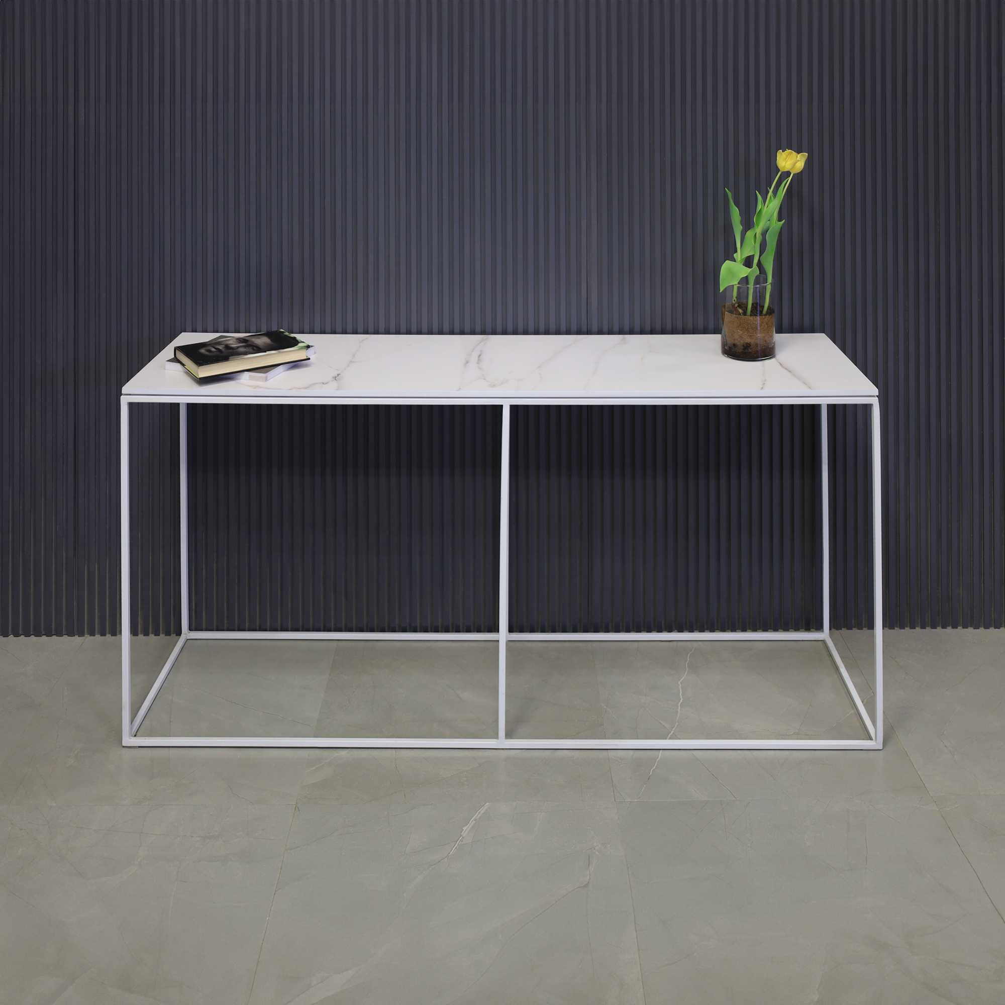 Aspen Console Table in Solenne Marble Engineered Surface Top - 60 In. - Stock #36