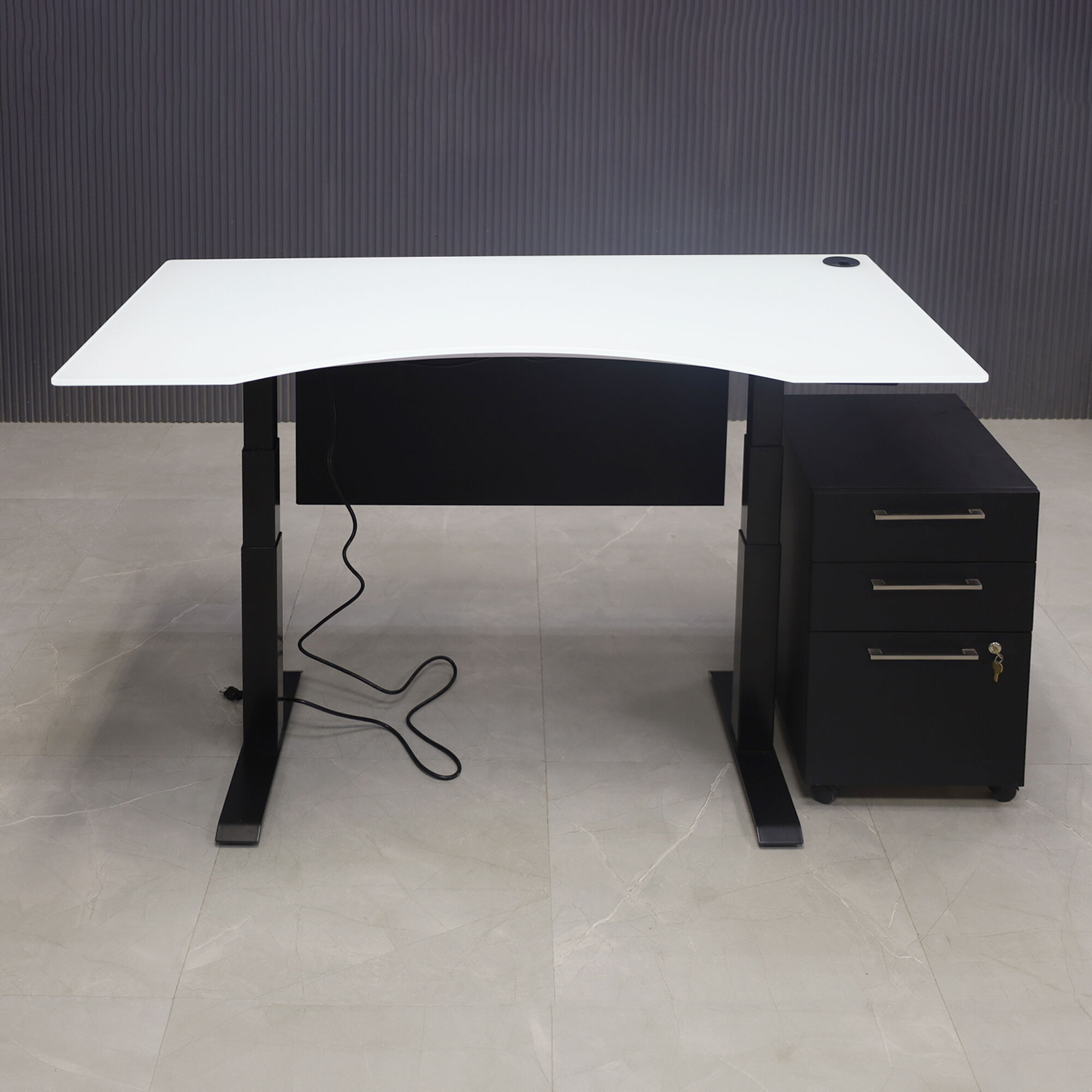 aXis Sit-stand Executive Desk with Tempered Glass Top