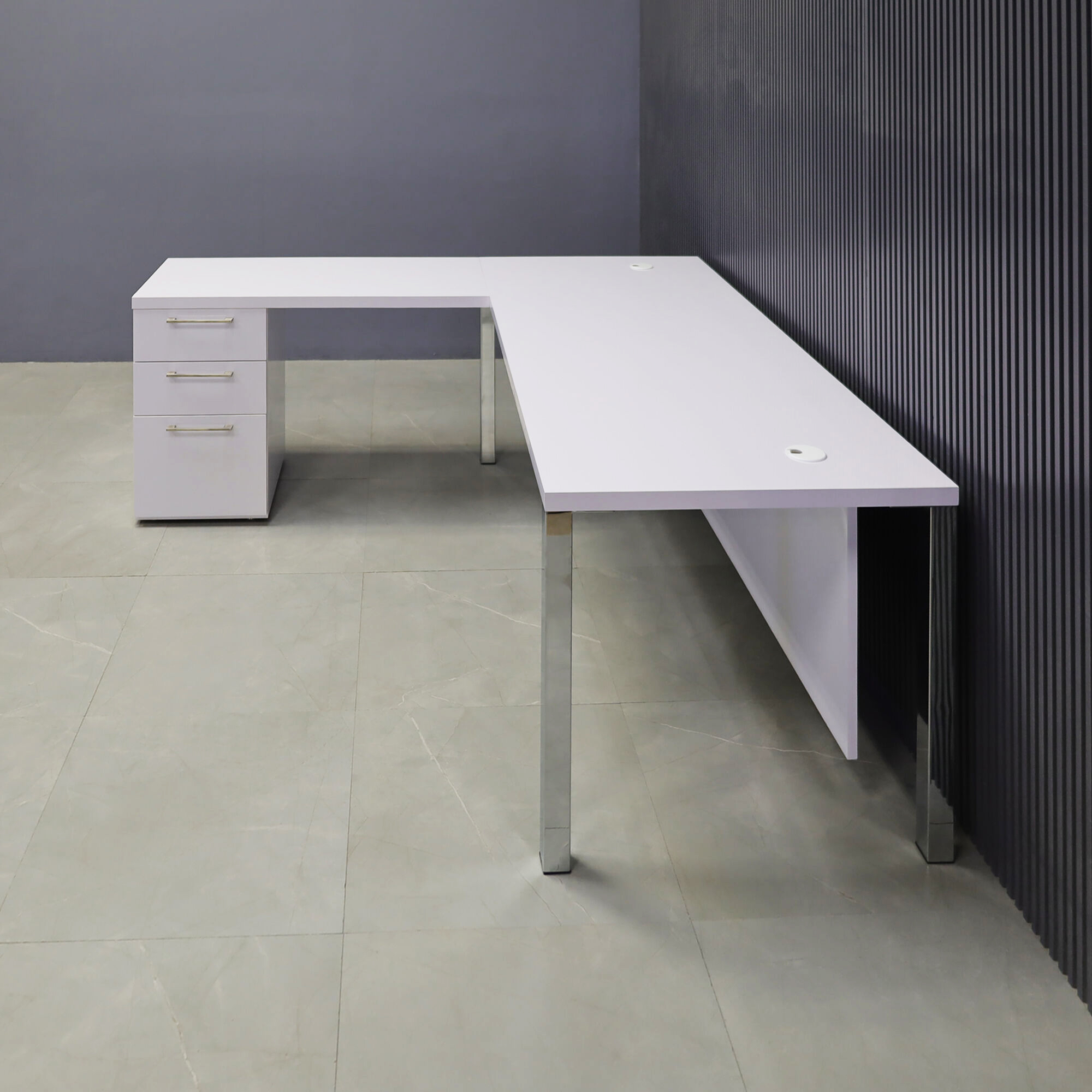 White high gloss l shaped desk store