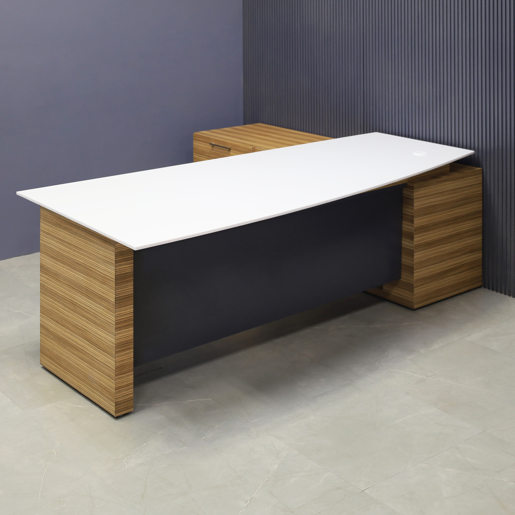 Avenue Curved Executive Desk With Credenza and Engineered Surface Top