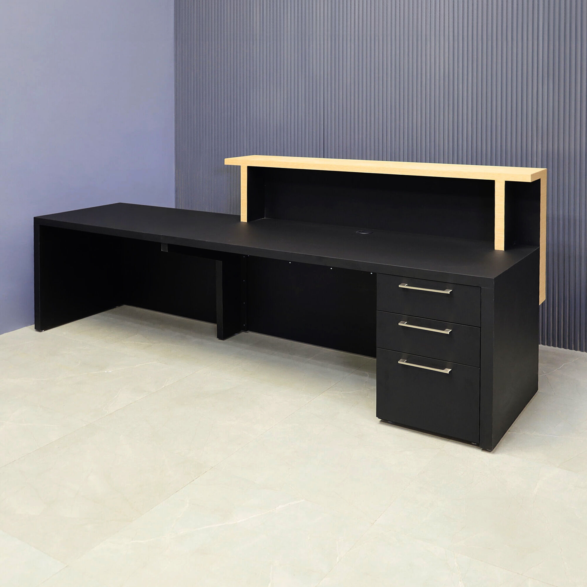 Los Angeles Long and ADA Custom Reception Desk in Black Traceless ...