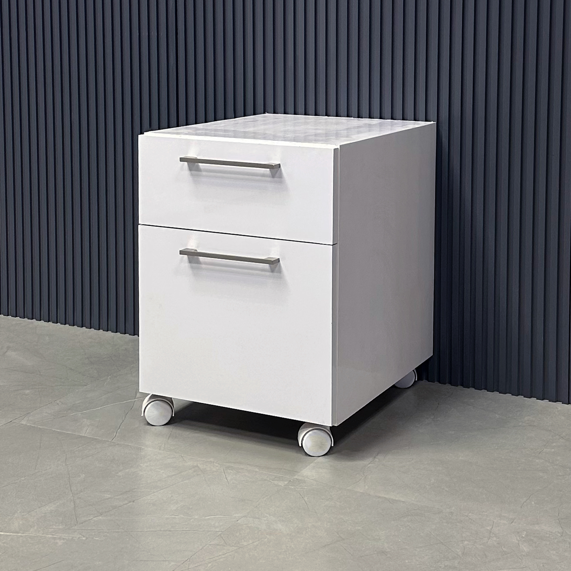 Naples Mobile Storage in White Gloss Laminate - 15 3/4" In. - Stock