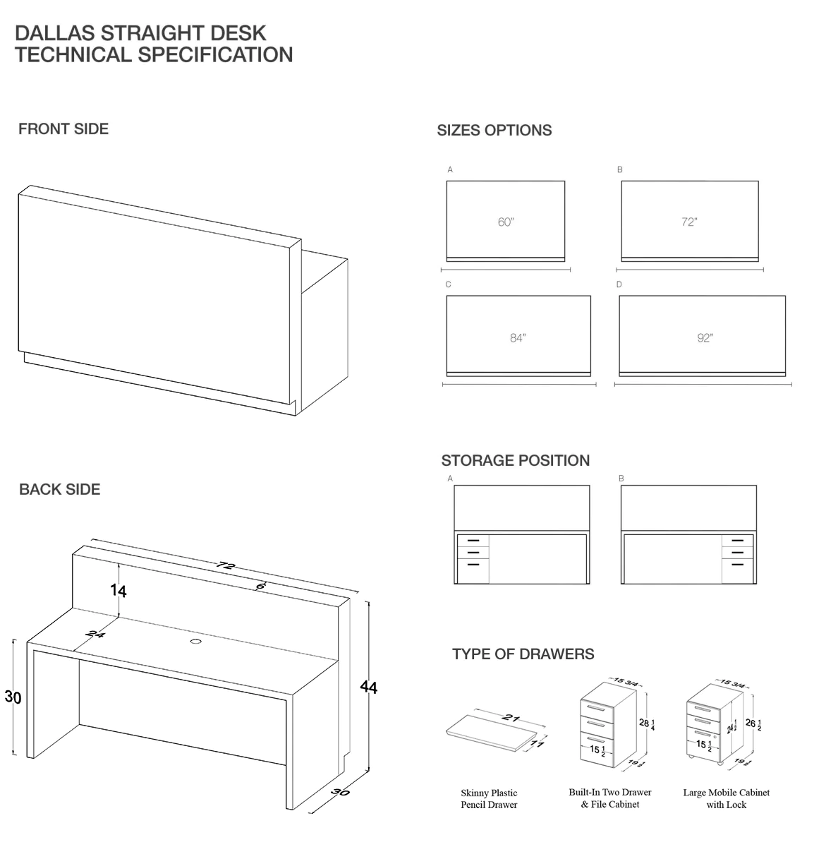 front desk dimensions