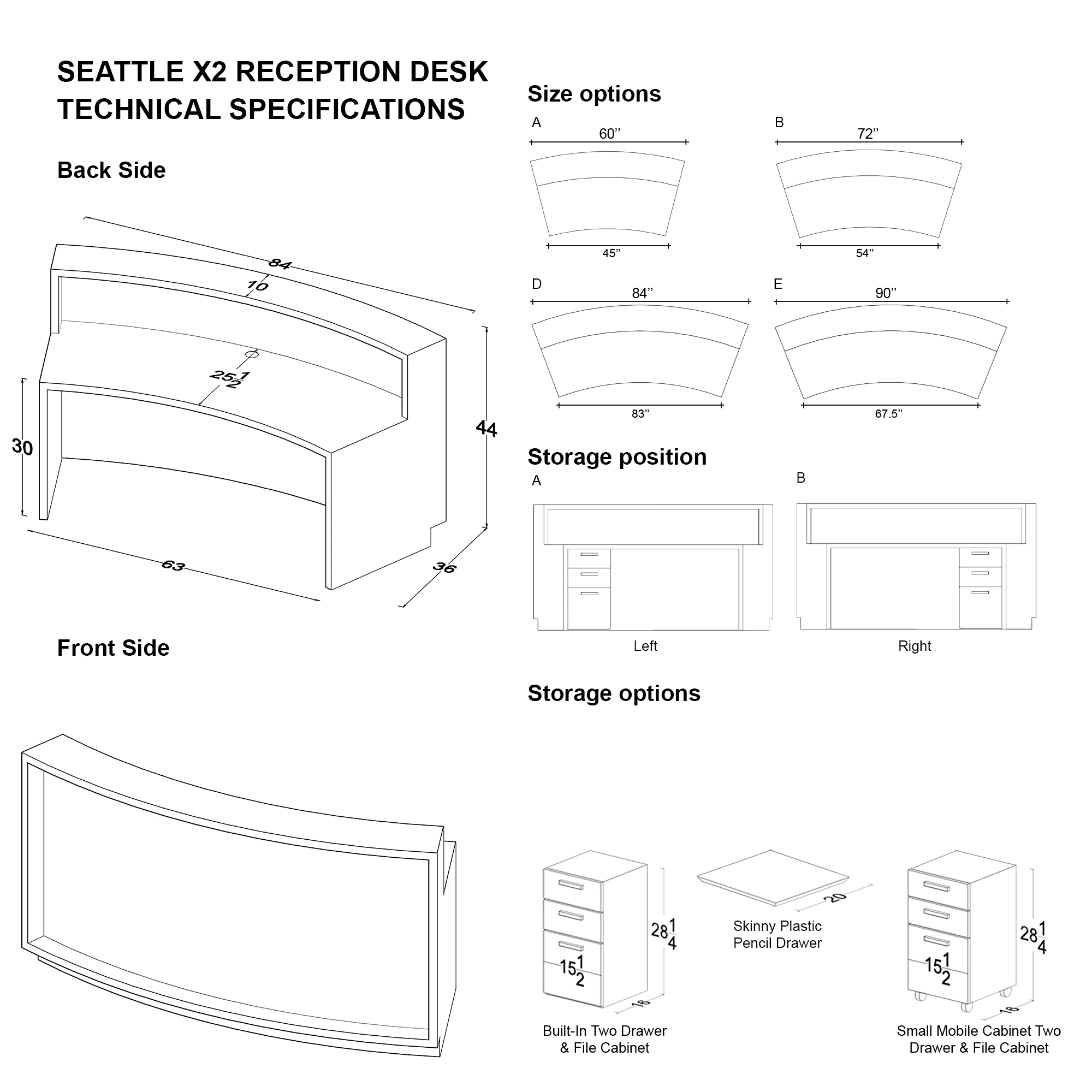 reception counter table dimensions